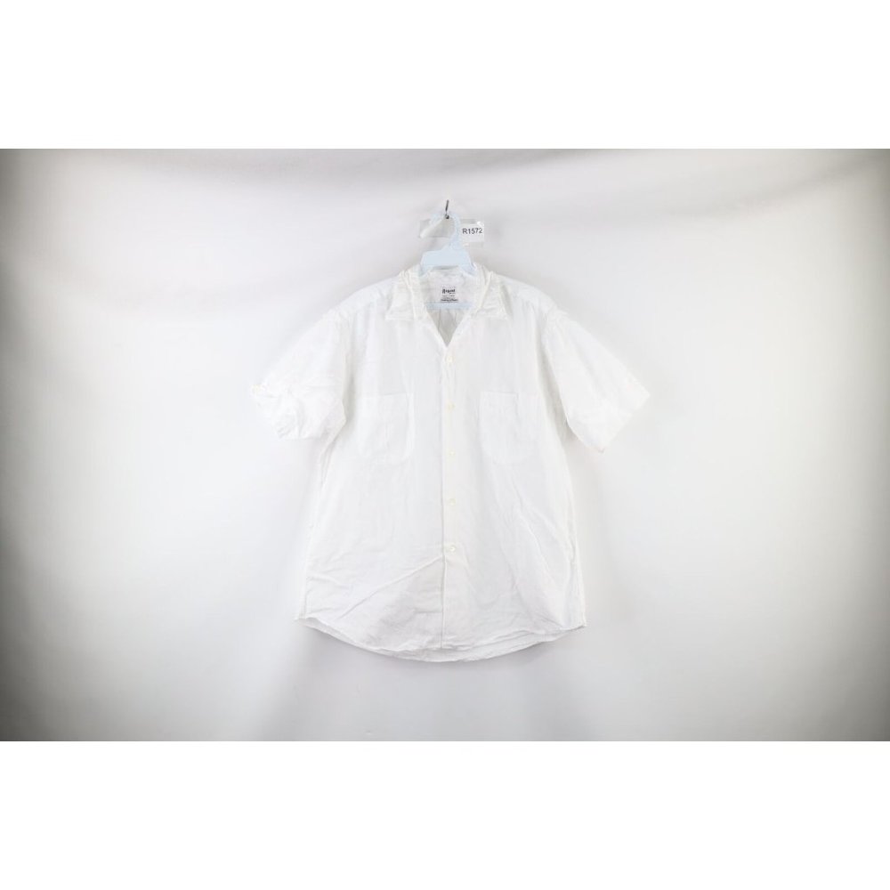 Vintage 50s Streetwear L Sheer 2x2 Fabric Collared Sh… - Gem